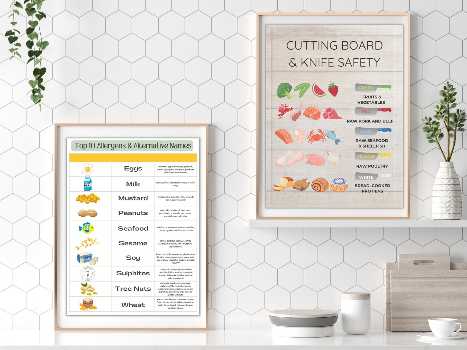Food Safety Poster, Cutting Board and Knife Safety, Restaurant Safety ...