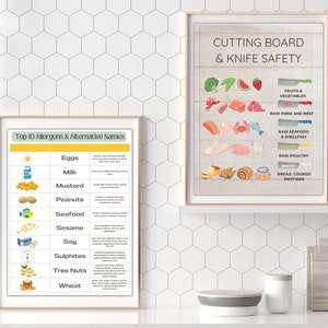 Food Safety Poster, Cutting Board and Knife Safety, Restaurant Safety ...
