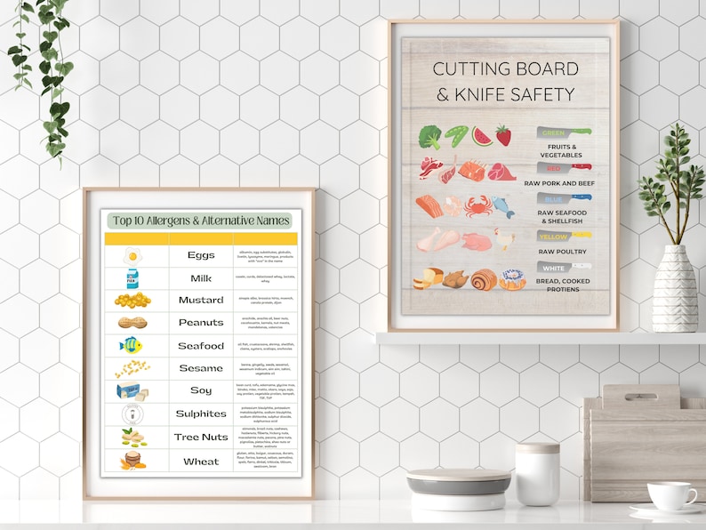 Food Safety Poster, Cutting Board and Knife Safety, Restaurant Safety ...