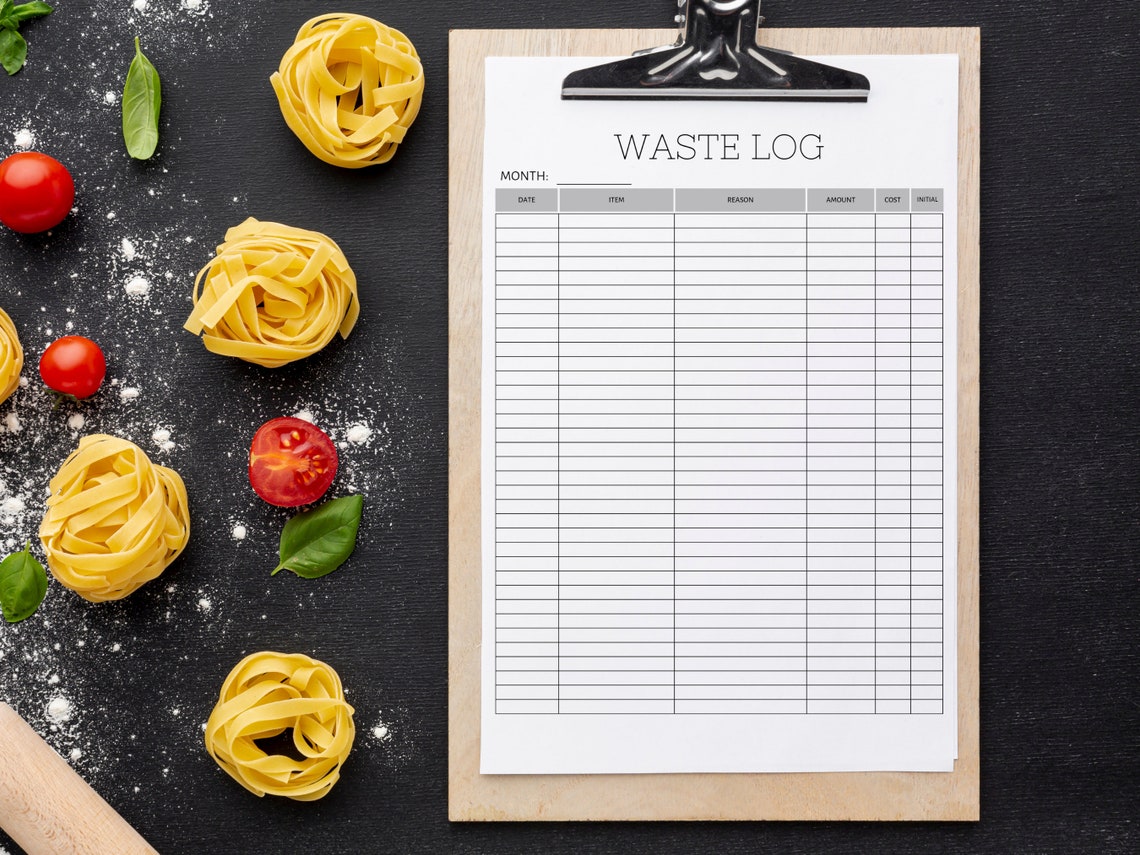 Food Waste Log, Bar Waste Log, Editable Restaurant Template, 4 Print ...