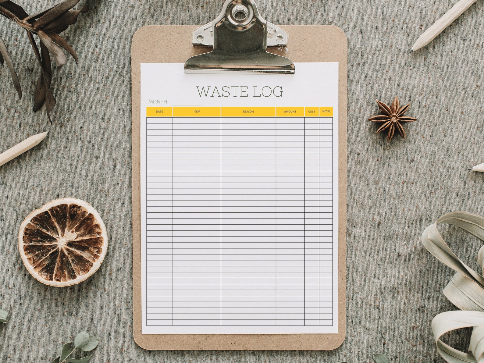 Food Waste Log Bar Waste Log Editable Restaurant Template 4 - Etsy