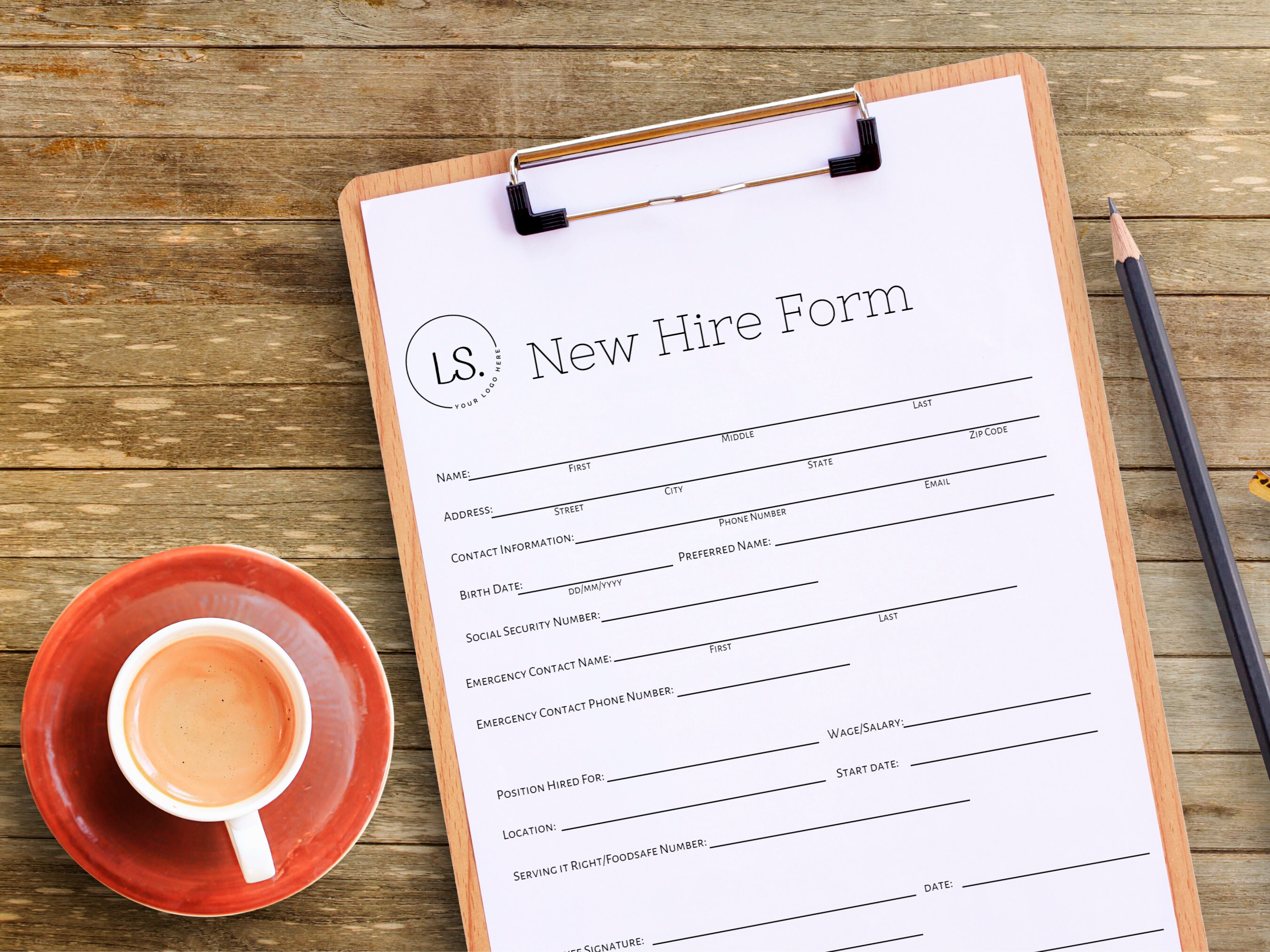 New Employee Hiring Form, Employee On-boarding Document, New Hire Sheet ...