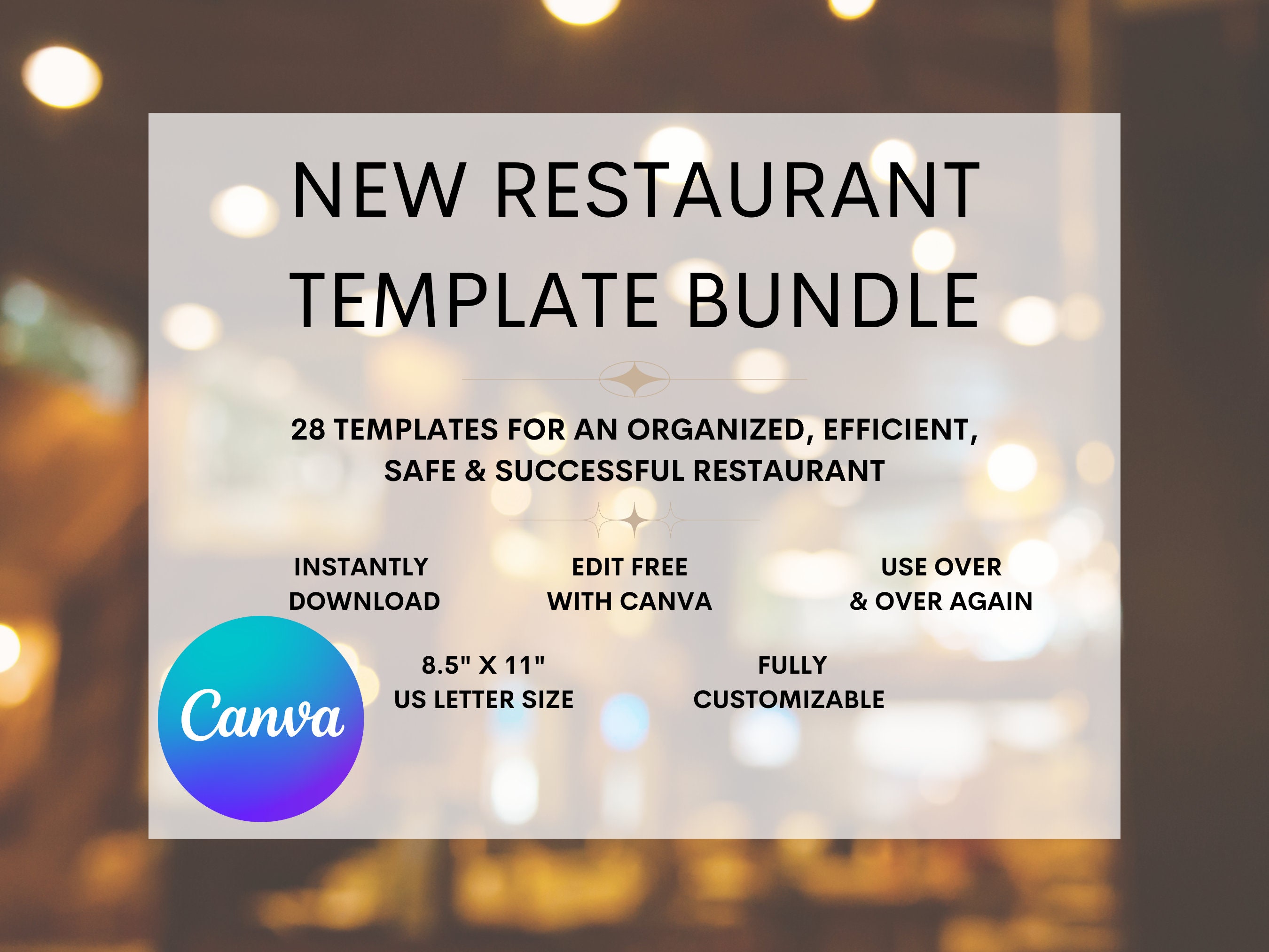 Restaurant Template Bundle Editable Templates for Bars - Etsy