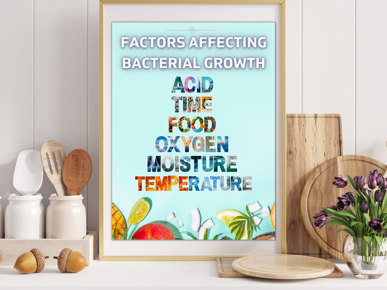 Food Safety Poster, Factors That Affect Bacterial Growth, Restaurant ...