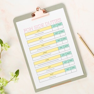 Server Extra Cleaning Checklist Template, Server Side Duty Checklist ...