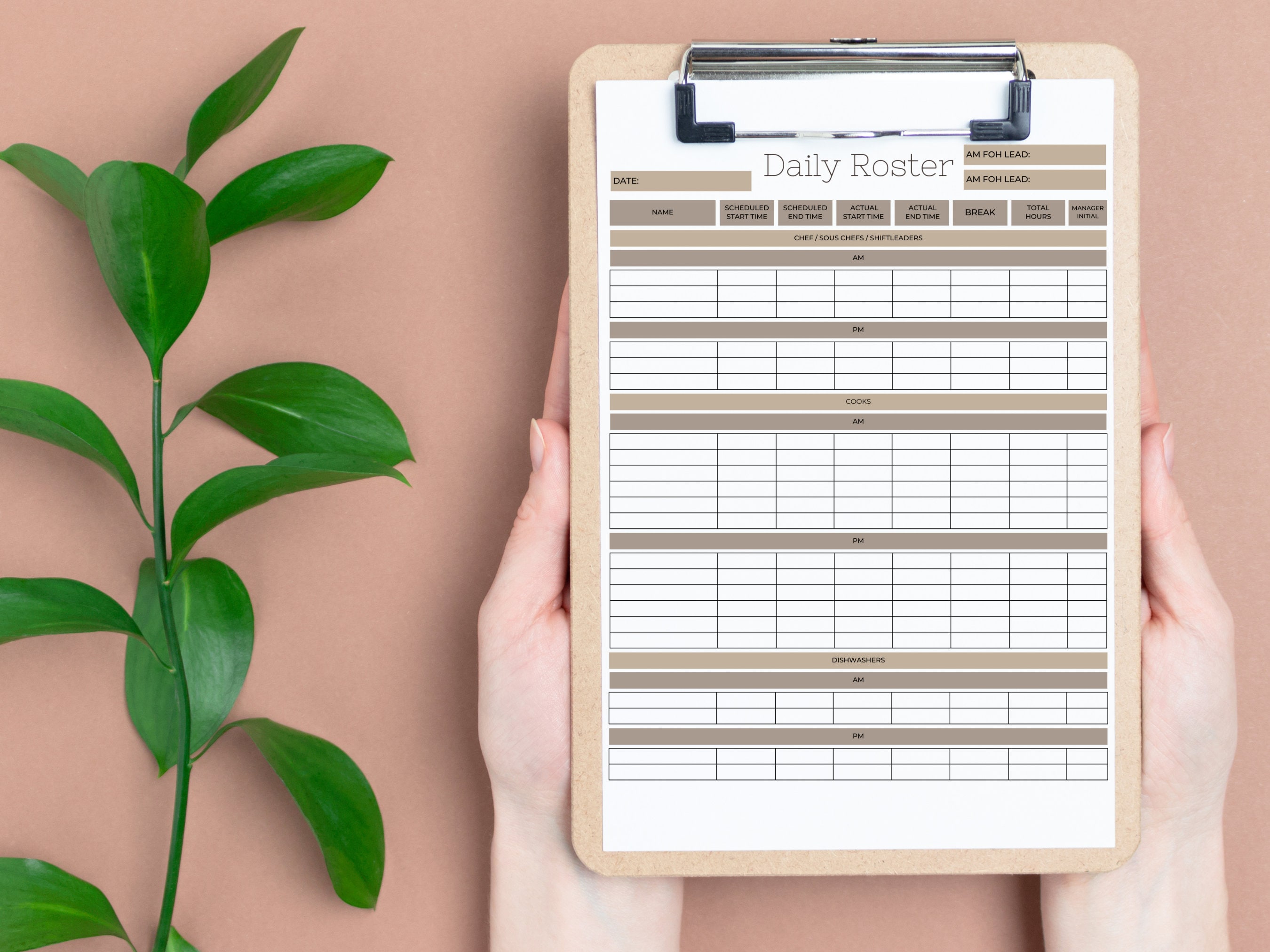 Kitchen Daily Roster, Staff Schedule, Restaurant Operations Forms, Daily Roster Template, Edit ...