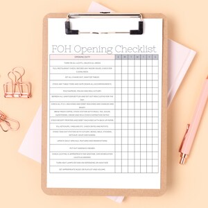 FOH Opening Checklist Server Opening Checklist Editable - Etsy