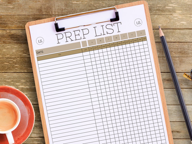 Prep and Par List for Kitchens, Food Prep List, Edit Free With Canva ...