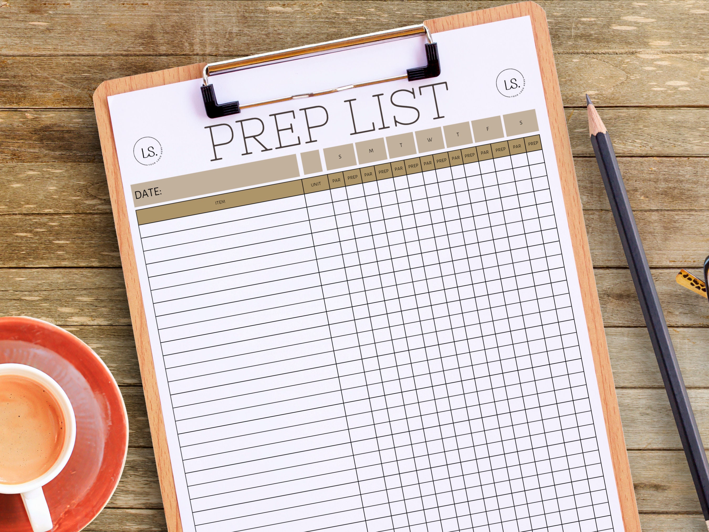Prep and Par List for Kitchens, Food Prep List, Edit Free With Canva ...