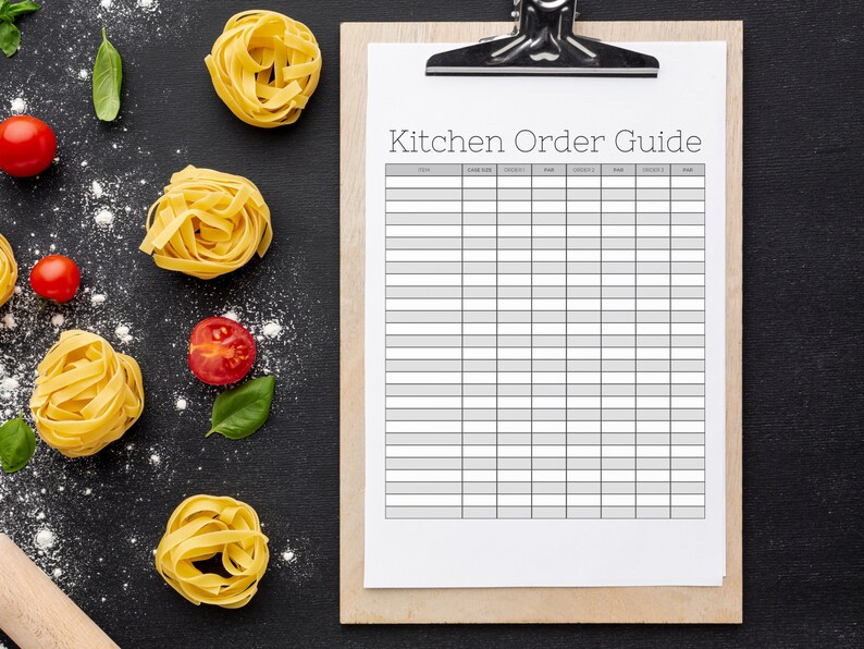 Restaurant Order Guide, Kitchen Order Guide, Par List, Editable Order ...