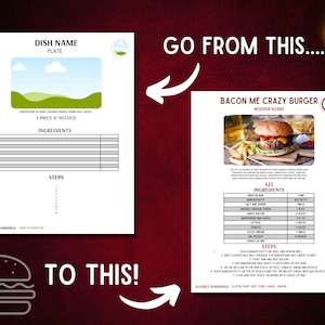 Recipe and Spec Templates for Restaurants, Editable Canva Templates, 13 ...