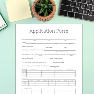 Restaurant Application Form Editable Application Template - Etsy