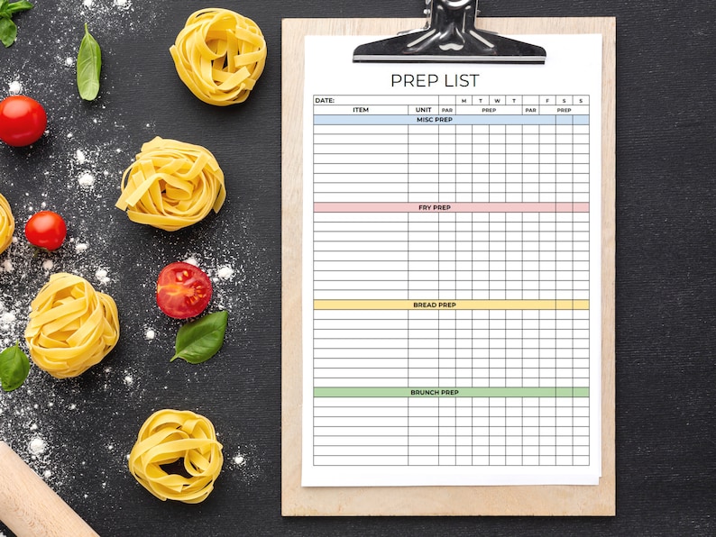 Prep & Par List Template, Food Prep List, Prep List Template, Edit Free ...