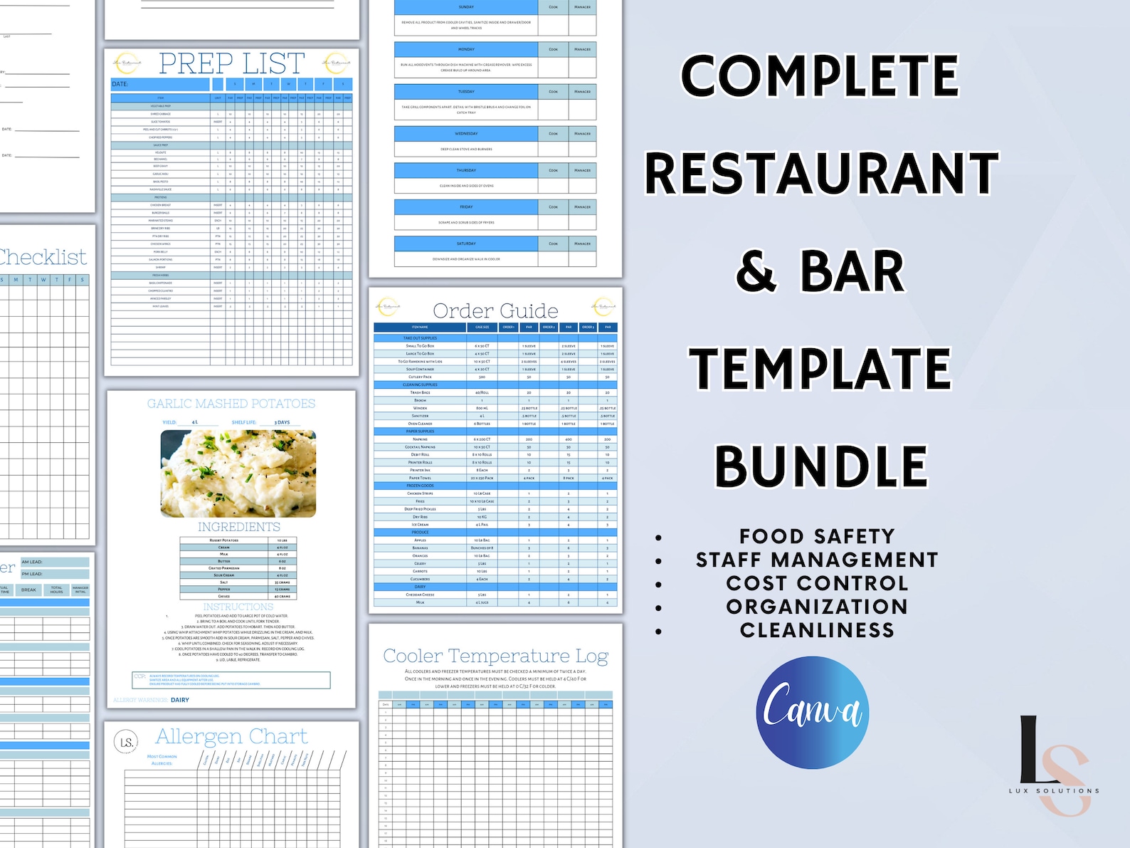 Restaurant Template Bundle, 30 Editable Restaurant & Bar Templates ...