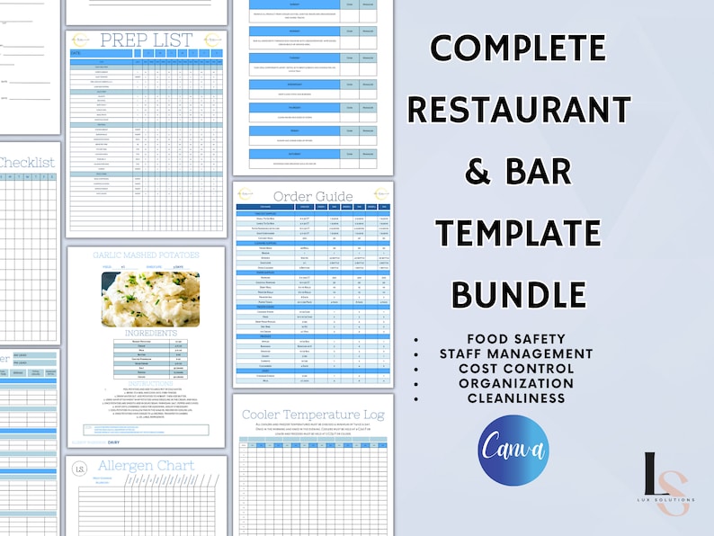 Restaurant Template Bundle, 30 Editable Restaurant & Bar Templates ...