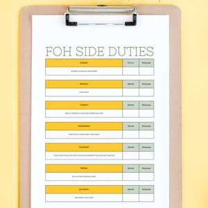 Server Extra Cleaning Checklist Template, Server Side Duty Checklist ...