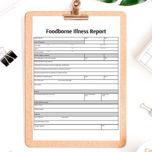 Foodborne Illness Report, Restaurant Form, Printable Report, Restaurant ...