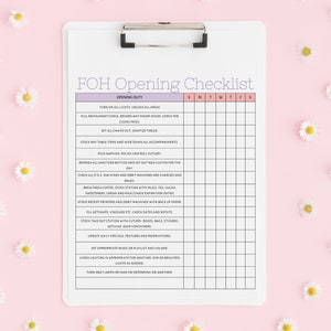 FOH Checklist Template Bundle, Restaurant & Bar Serving Checklists, Editable Restaurant ...