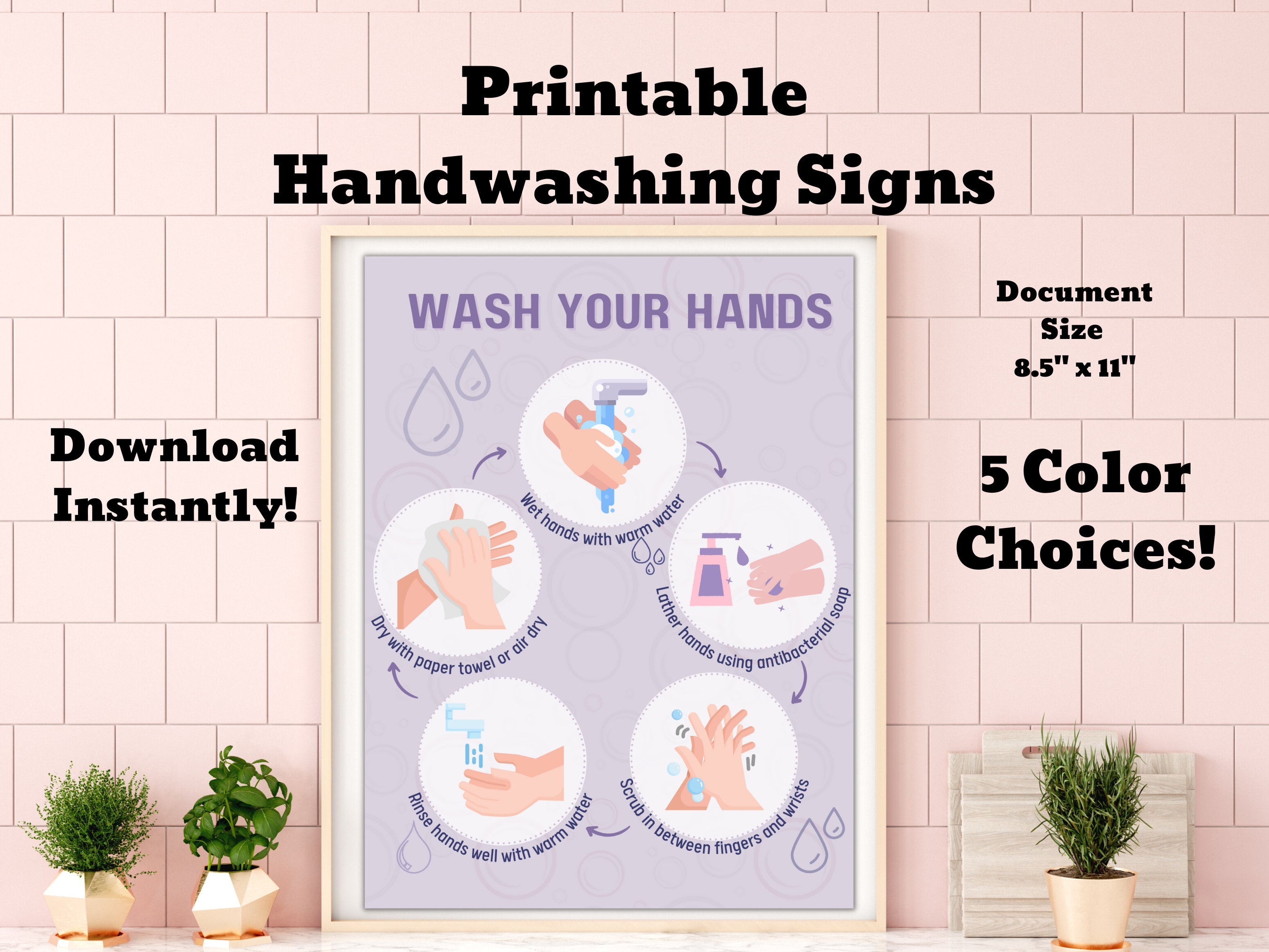 Printable Handwashing Sign, Health and Safety Awareness, Wash Your ...