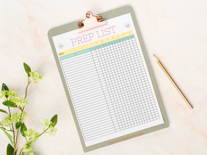 Prep and Par List for Kitchens Food Prep List Edit Free With - Etsy