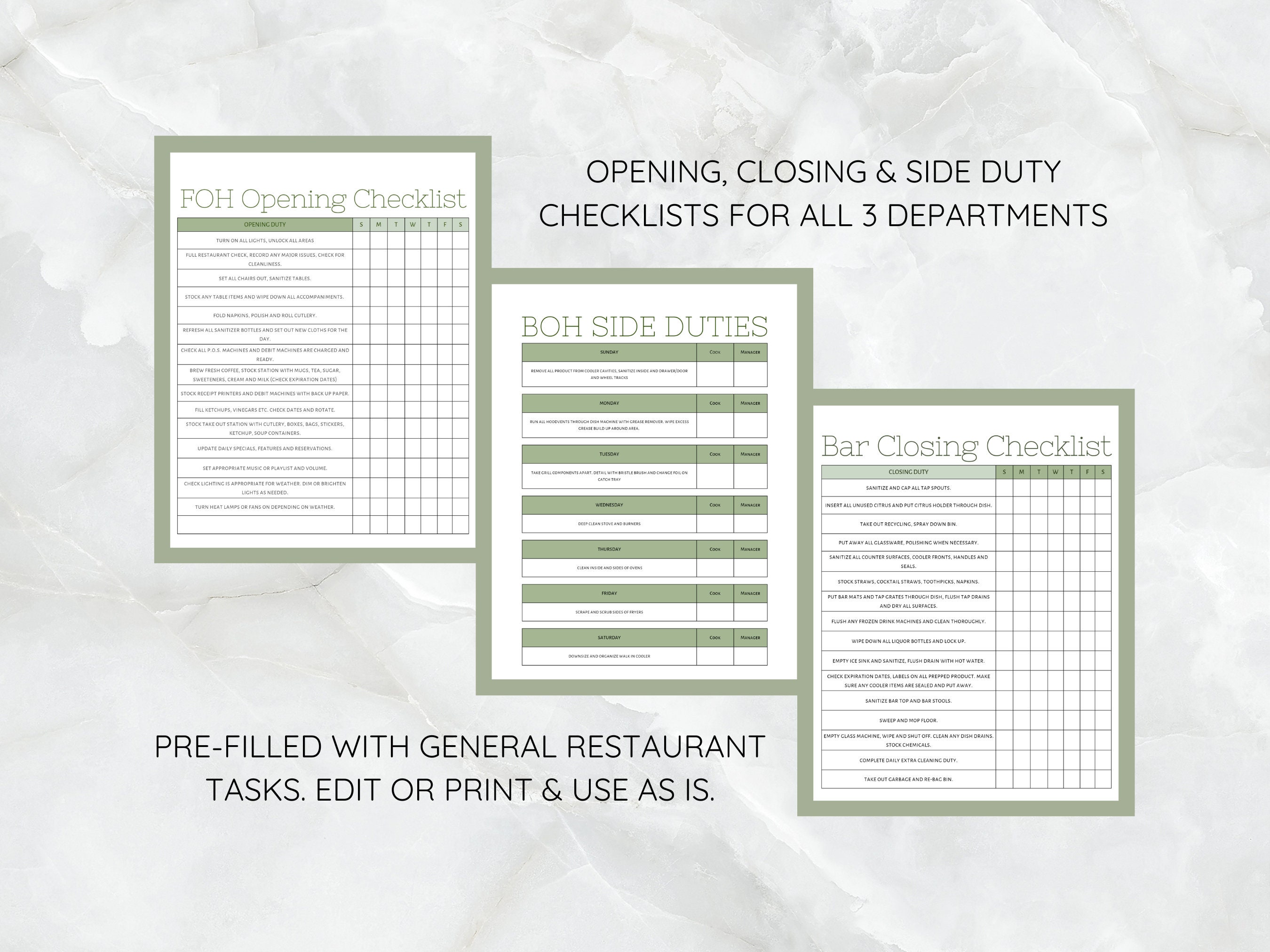 Restaurant Operations Template Bundle Food Safety Record - Etsy