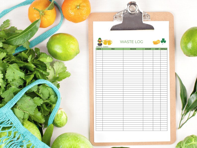 Editable Waste Log for Restaurants & Bars, Food Cost Management ...