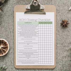 BOH Closing Checklist Template Editable Kitchen Template for - Etsy