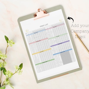 Prep & Par List Template Food Prep List Prep List Template - Etsy