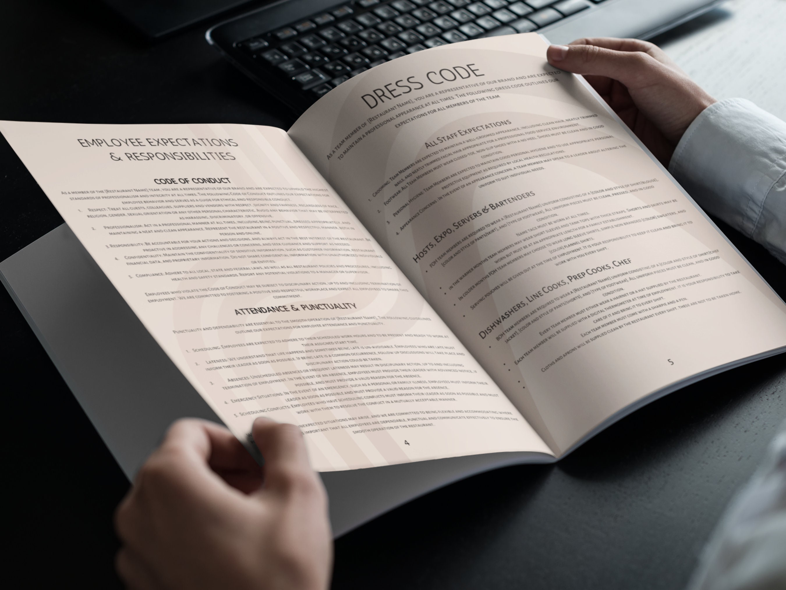 Modern Employee Handbook for Restaurants, Food & Beverage Service ...