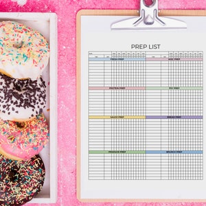 Prep & Par List Template Food Prep List Prep List Template - Etsy