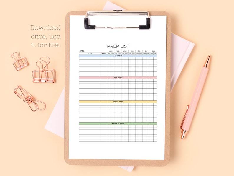 Prep & Par List Template Food Prep List Prep List Template - Etsy