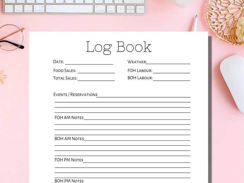 Restaurant Log Book Industry Review Journal Day Book - Etsy