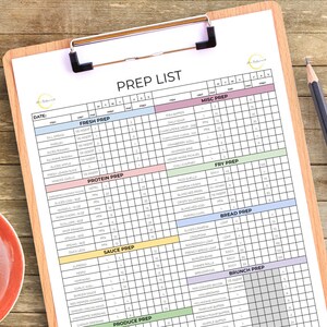 Prep & Par List Template, Food Prep List, Prep List Template, Edit Free ...