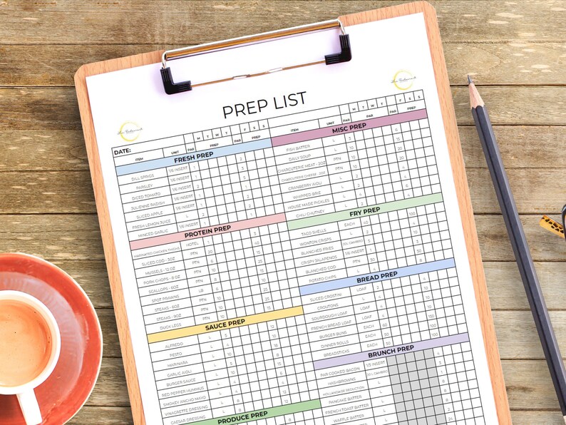 Prep & Par List Template, Food Prep List, Prep List Template, Edit Free ...