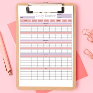 Small Daily Restaurant Schedule, Daily Service Roster for Restaurants ...