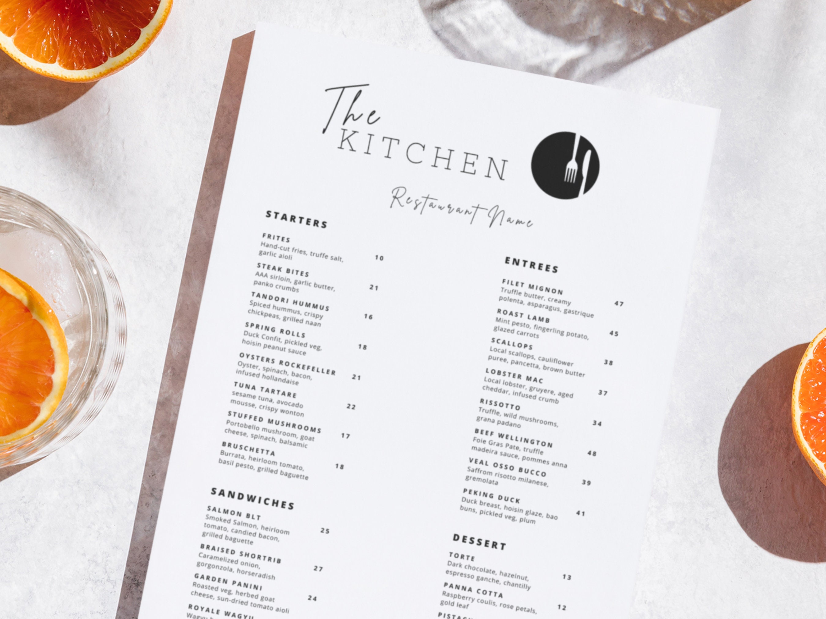 Minimalist Menu Template for Bars & Restaurants, Edit for Free With ...