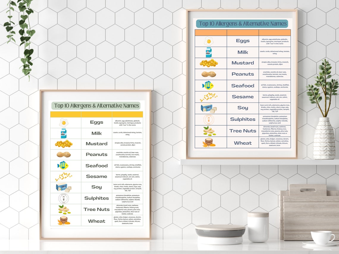 Top 10 Allergies Poster, Food Safety Poster, Restaurant Wall Art ...