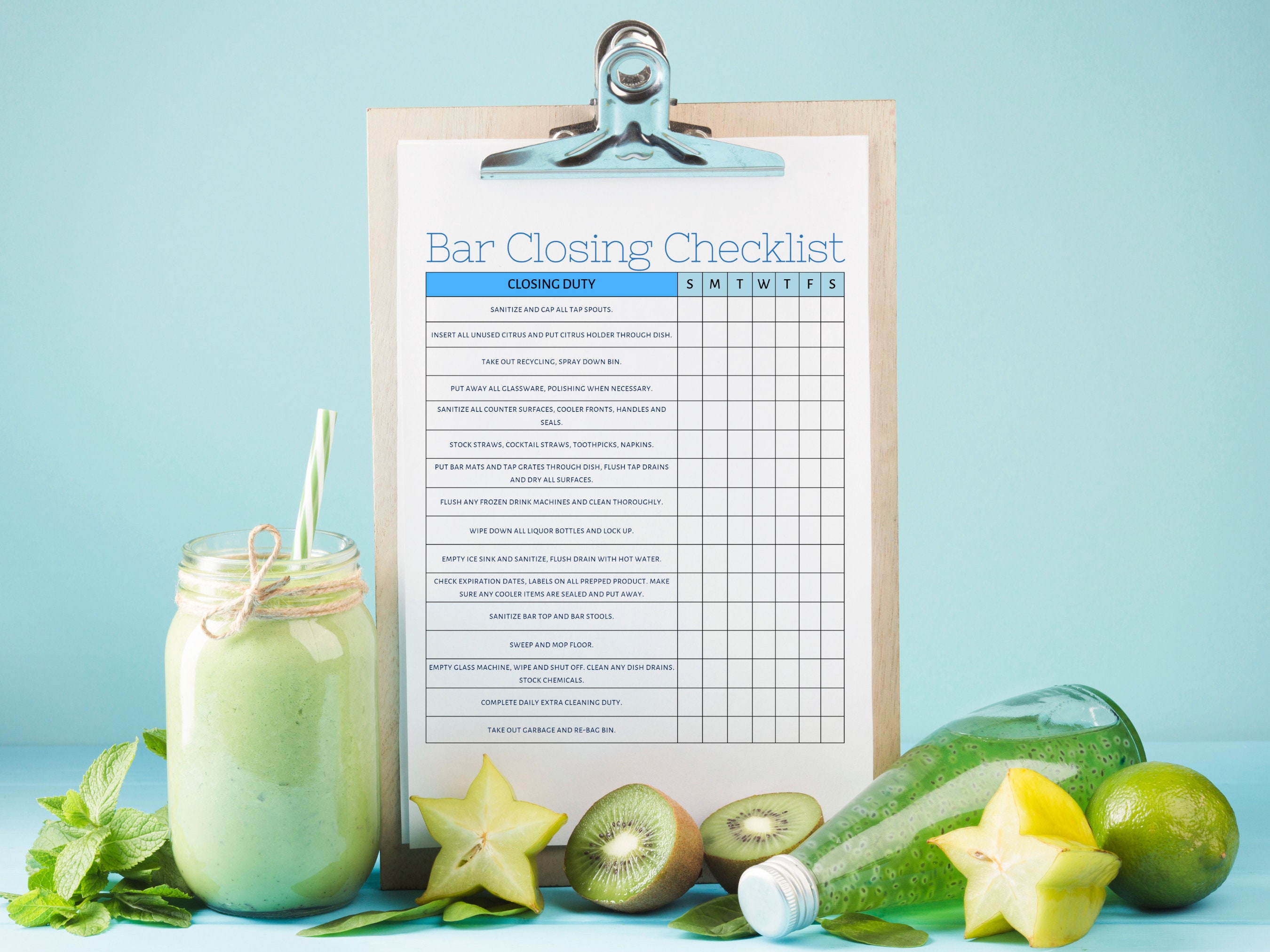 Bar Closing Checklist Restaurant Bar Cleaning List Bar - Etsy