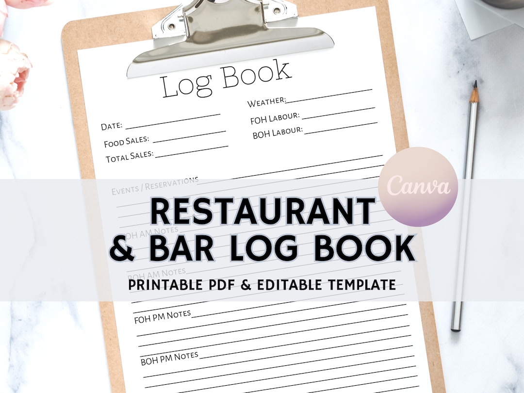 Restaurant Log Book, Industry Review Journal, Day Book, Manager Log ...