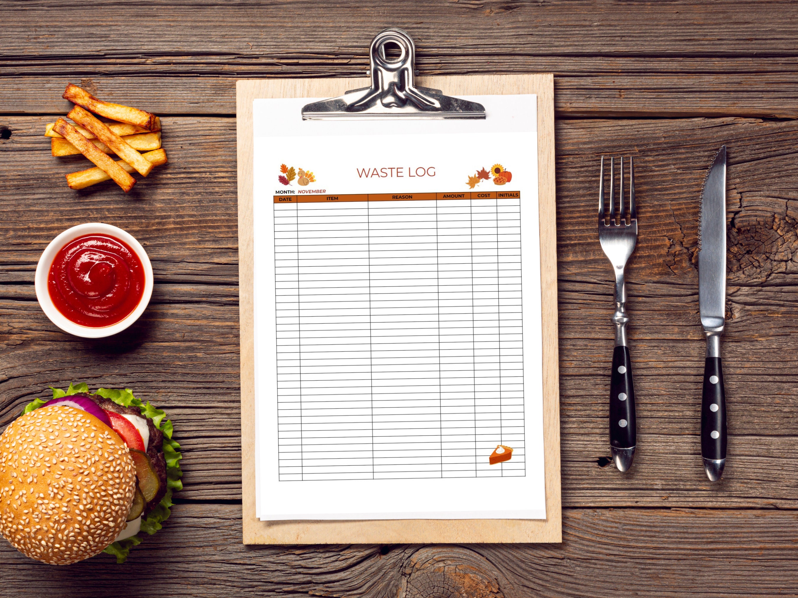 Editable Waste Log for Restaurants & Bars Blank Template 13 - Etsy ...