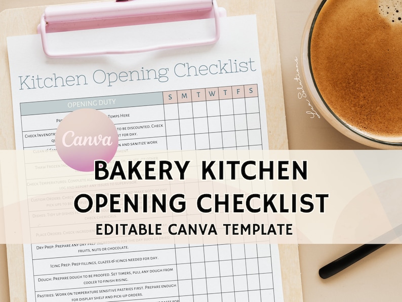 Bakery Opening Checklist, Editable Template for Bakeries, Bakery Daily ...