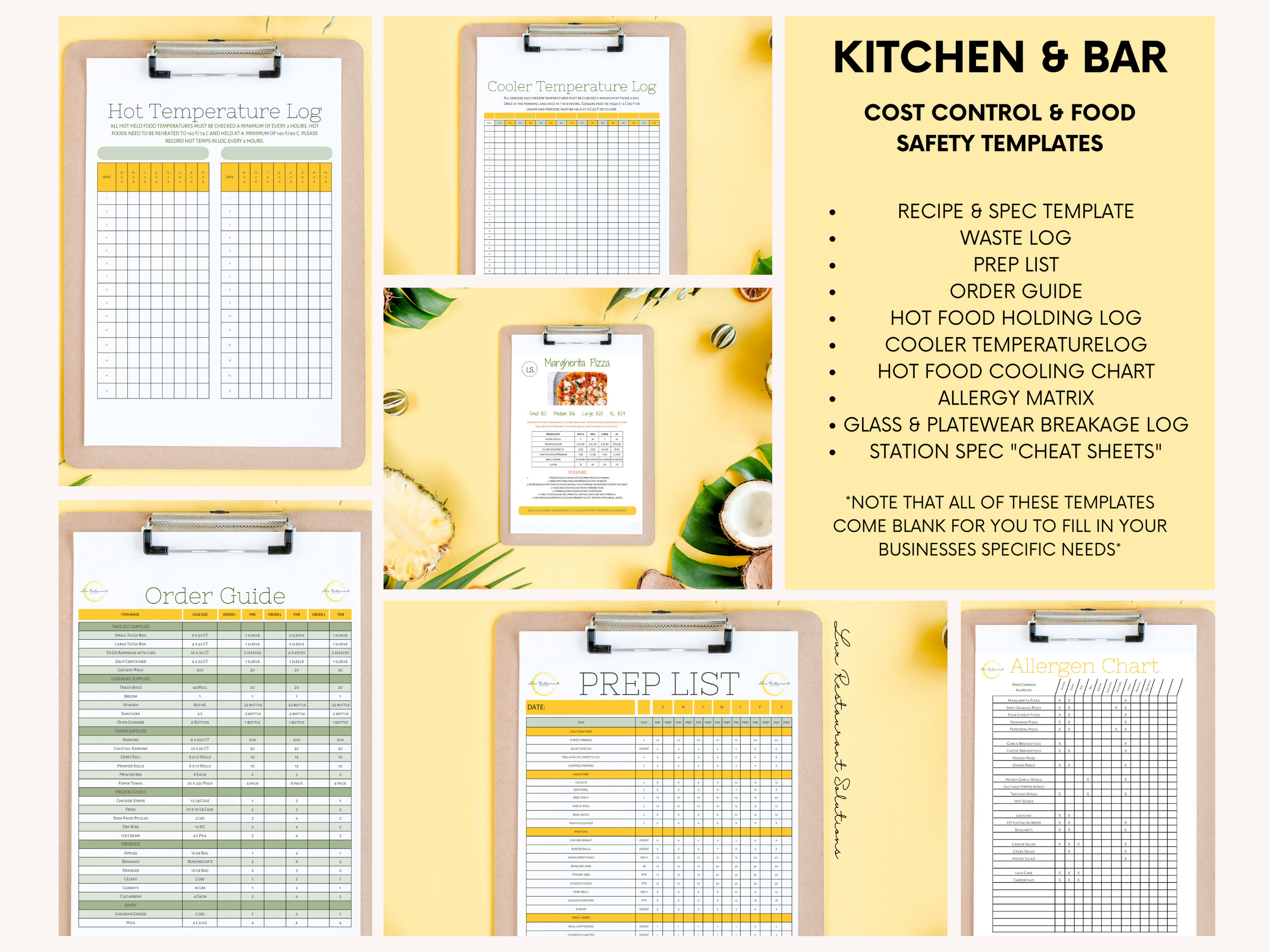 Restaurant Template Bundle, 30 Editable Restaurant & Bar Templates ...