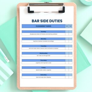 Bar Checklist Bundle, Editable Templates for Bartenders, Opening ...