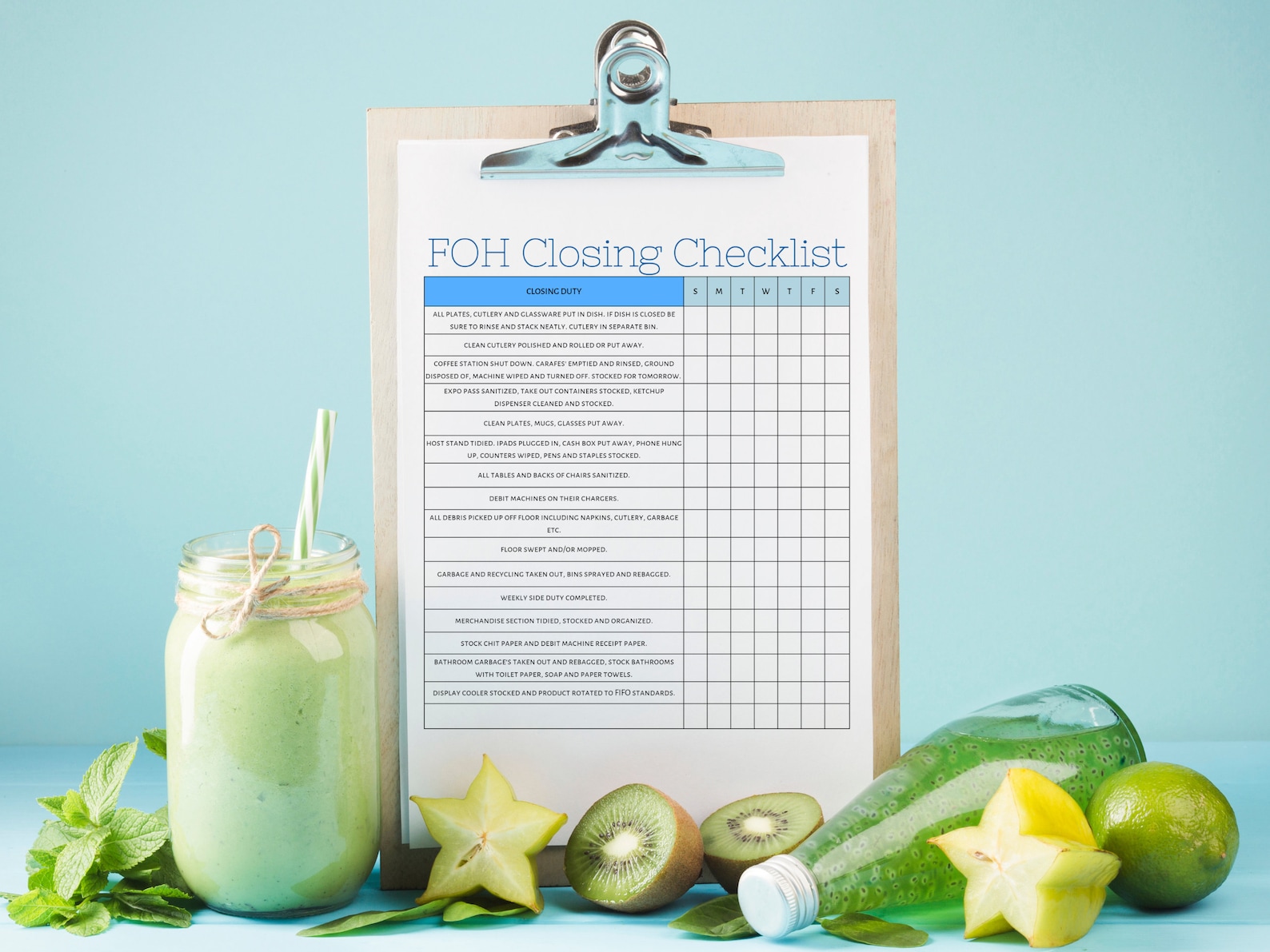 FOH Closing Checklist Template, Server Closing Checklist, Editable ...