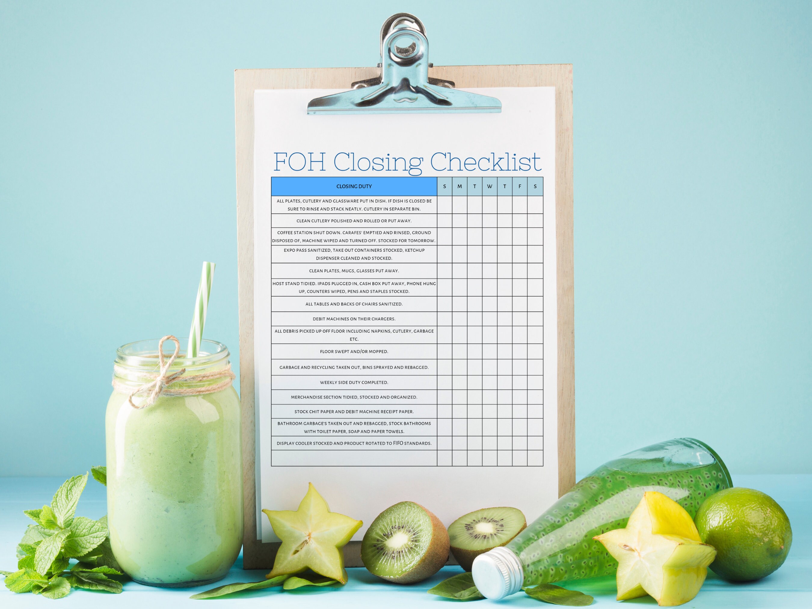 FOH Closing Checklist Template, Server Closing Checklist, Editable ...