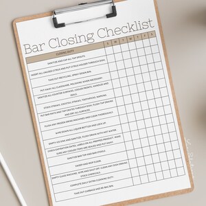 Bar Closing Checklist, Restaurant Bar Cleaning List, Bar Templates ...