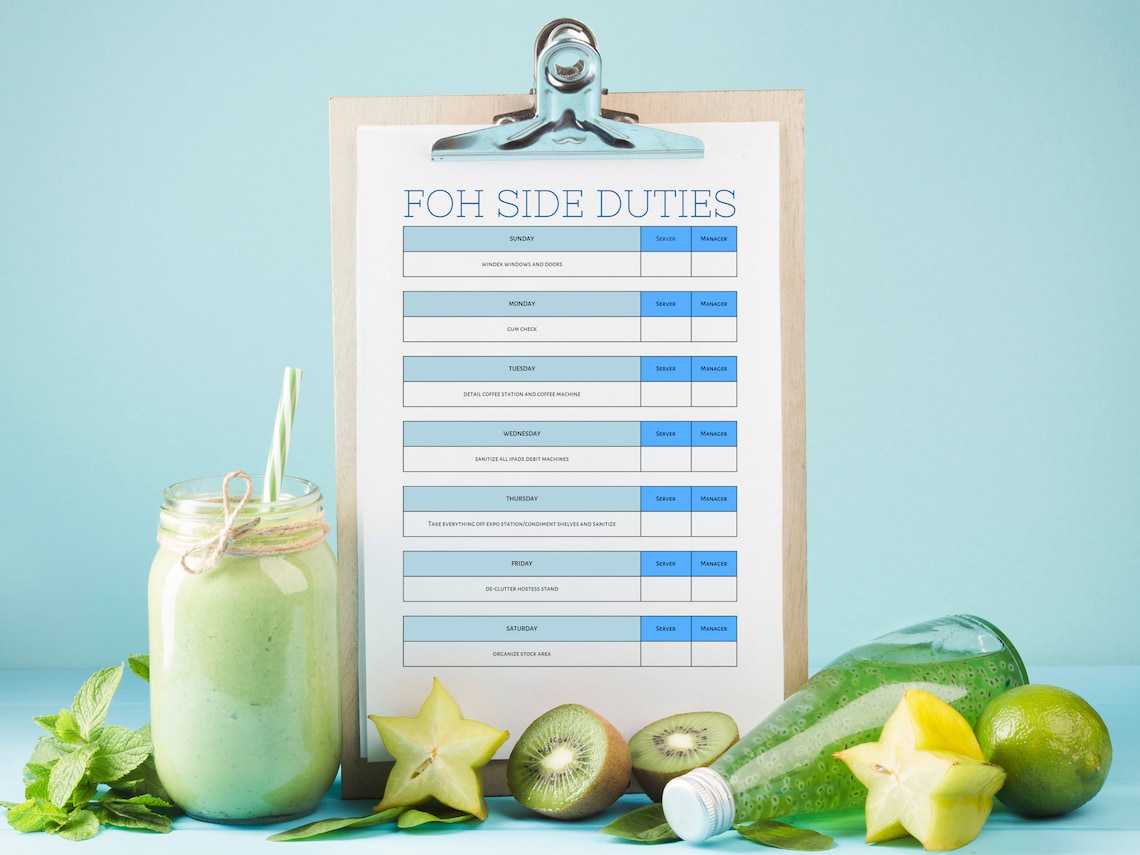 FOH Checklist Template Bundle Restaurant & Bar Serving - Etsy