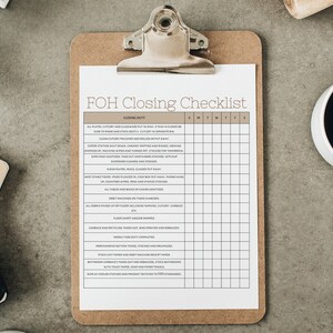 FOH Checklist Template Bundle Restaurant & Bar Serving - Etsy