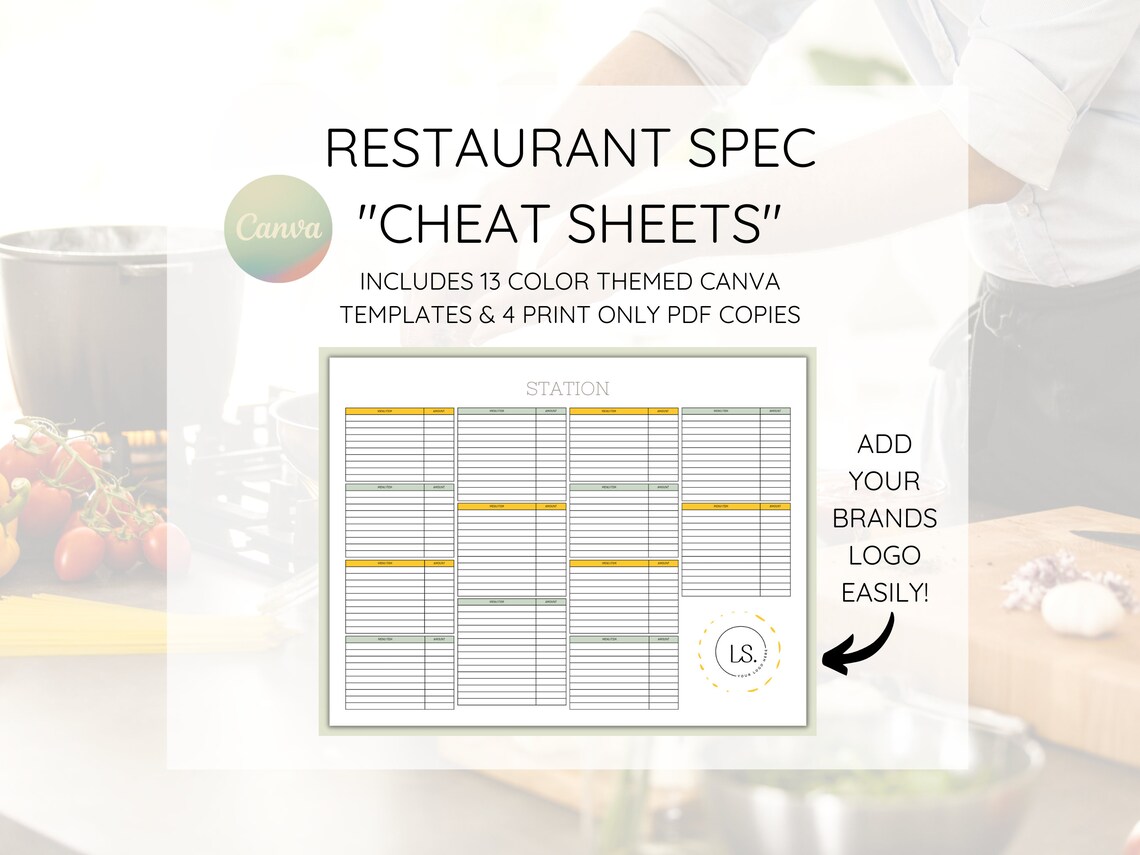Restaurant Station cheat Sheets Restaurant - Etsy