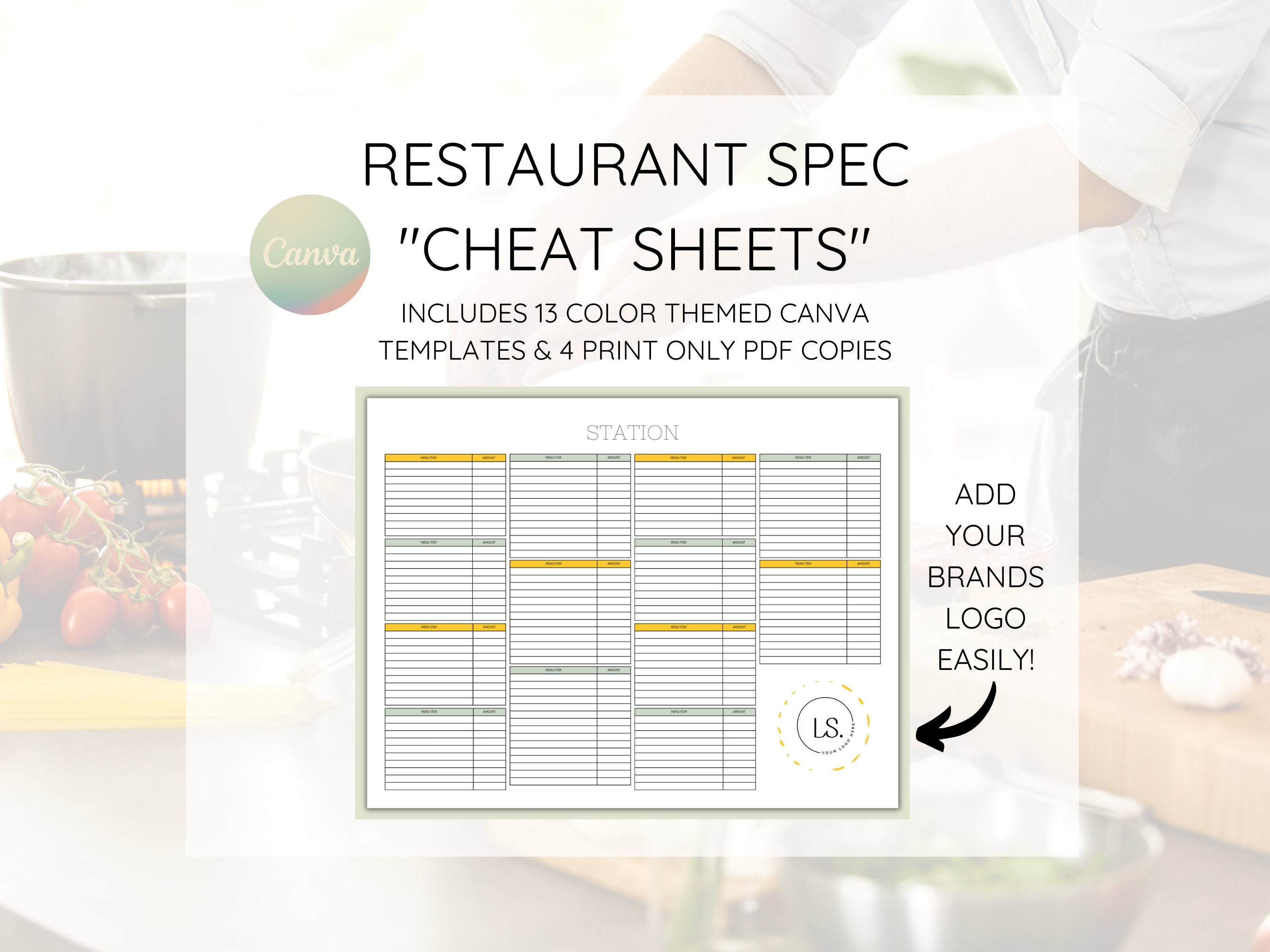Restaurant Station cheat Sheets Restaurant - Etsy